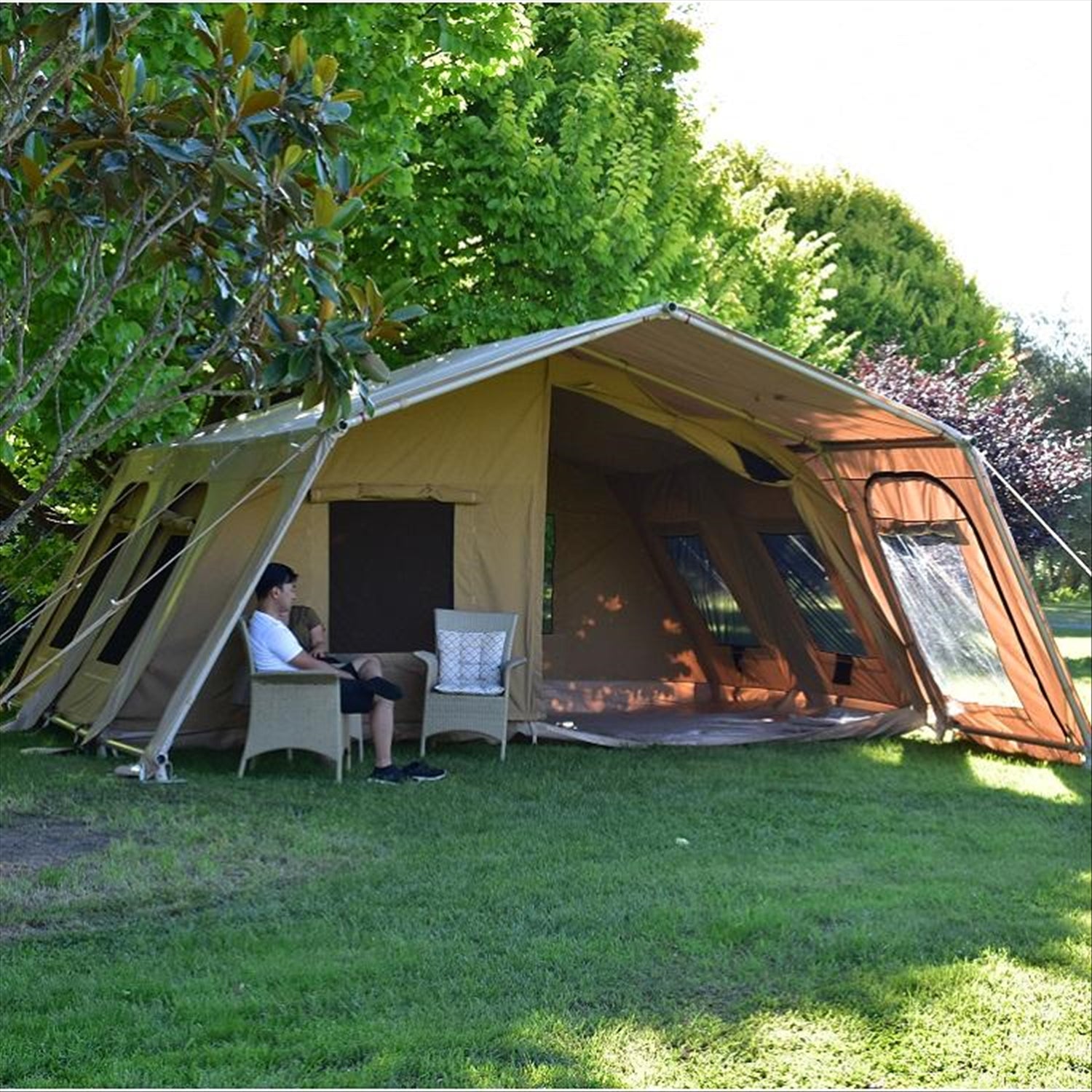 The Bach - 6x6m Glamping Tent, PVC Roof, Canvas Tent, Heavy Duty Alumi